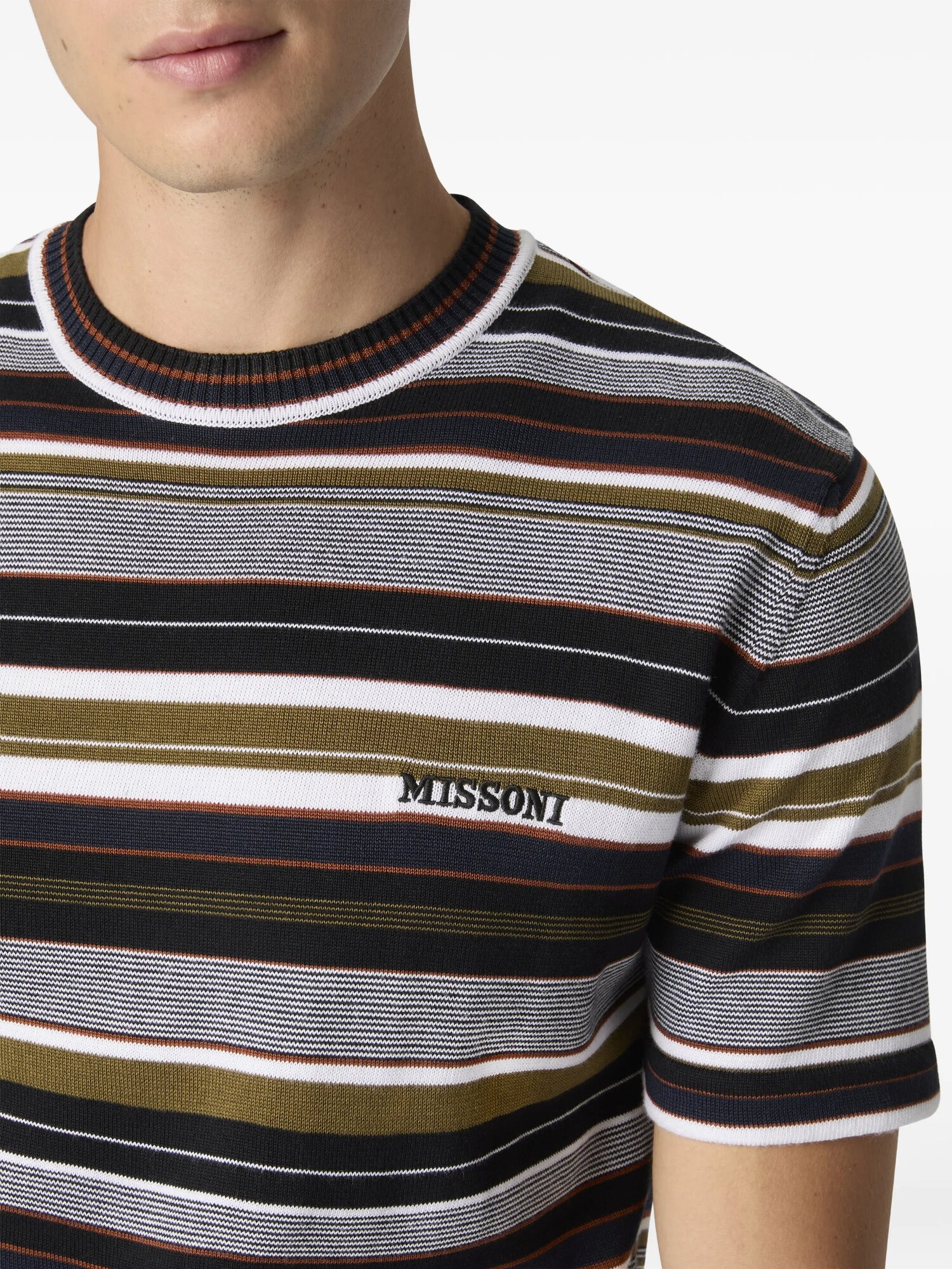 Футболка Missoni Striped-pattern T-shirt, размер 50, серый — фото 1