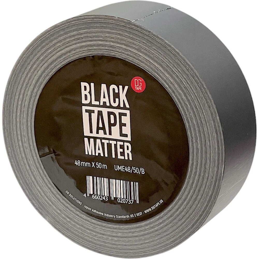 Клейкая лента DGTAPE UltraMATT EXPO Гаффа Тейп черного цвета, термостойкая, тканевая основа, клей из натурального