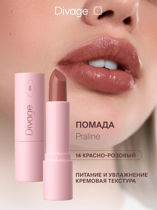 Помада Для Губ Lipstick Praline Divage New, Тон 14 tender dreams