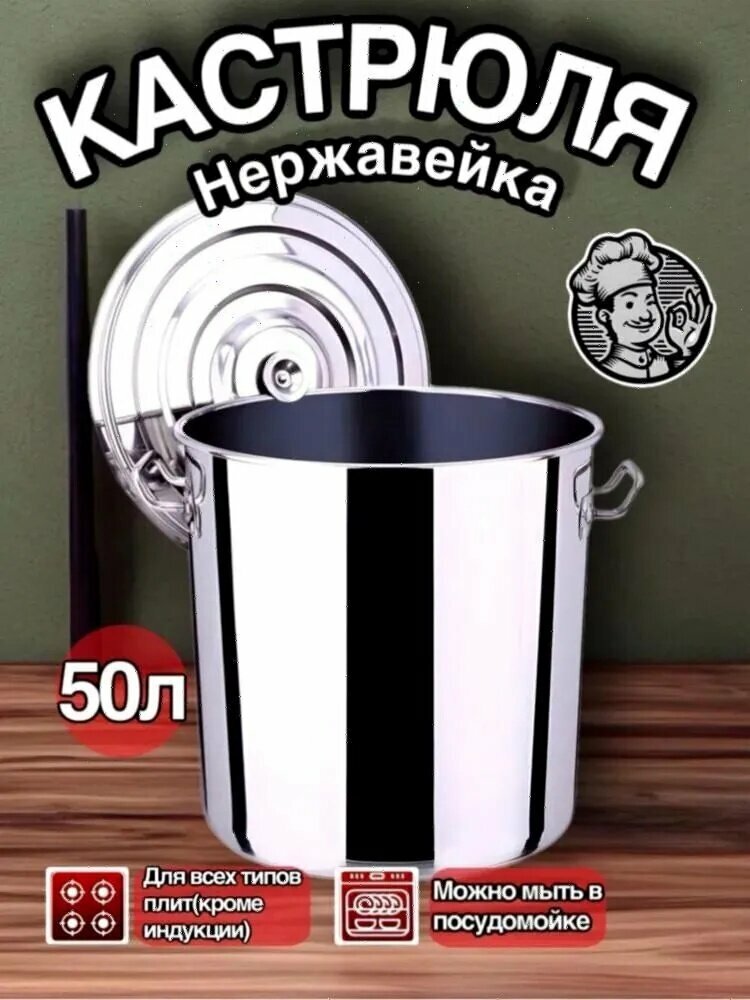 Кастрюля appetite, Металл, Нержавеющая сталь, 50 л