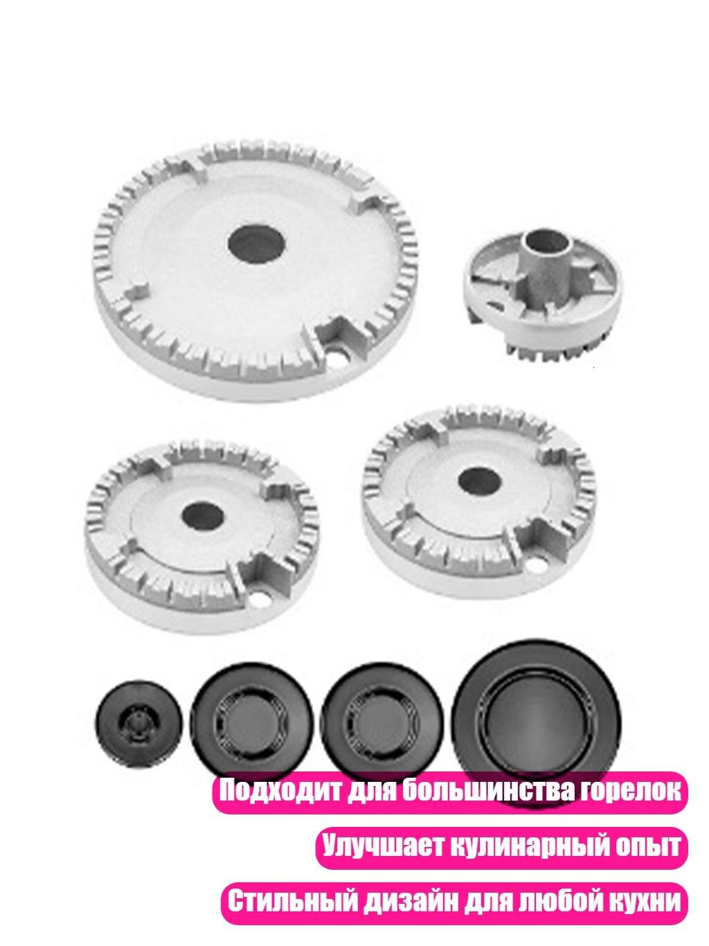 Крышка горелки и комплект колпаков для газовой плиты, Вогнутый