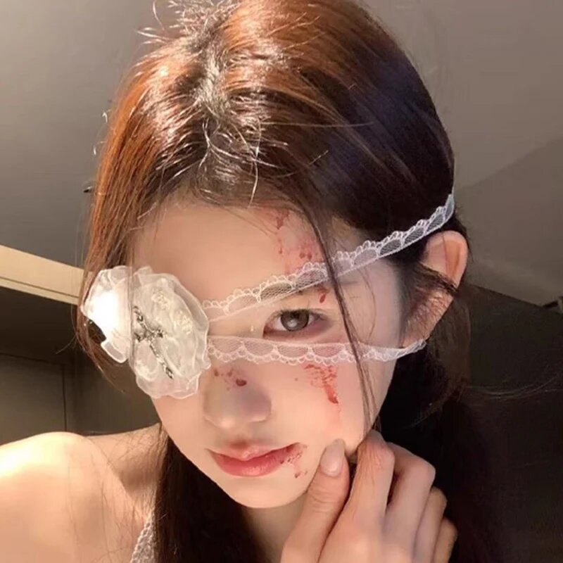 Черно-белая маска для глаз с бантами Белый, белый