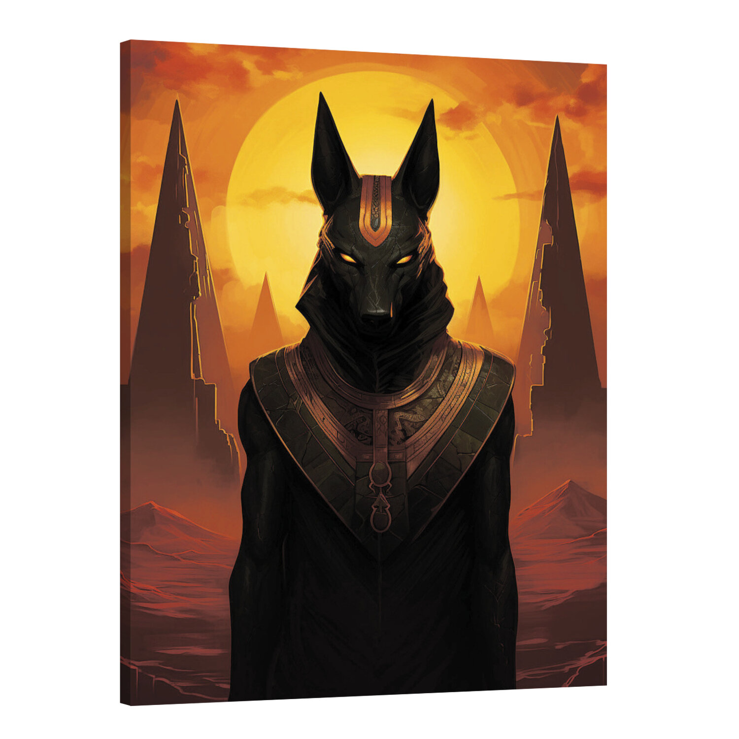 Интерьерная картина 50х70 "Анубис: хранитель тайн мистического мира"