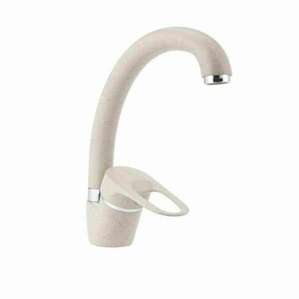 Смеситель для раковины на кухню или ванну. Кухонный кран для воды настенный с высоким изливом для мойки. Сантехника VIKO V-4214 цвет песочный