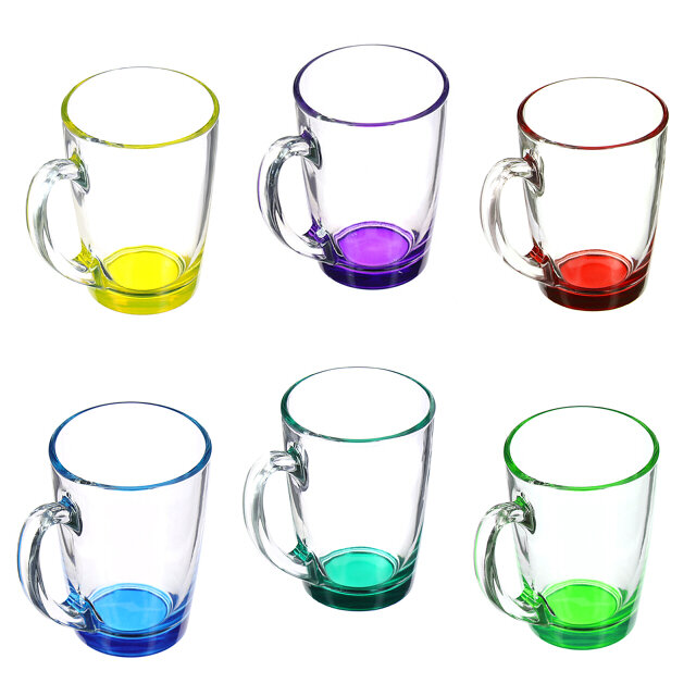 OSZ Кружка капучино 300 мл стеклянная с цветным дном, цвет в ассортименте, 1 шт.