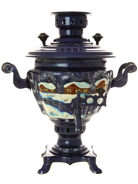 Электрический самовар 2 литра с художественной росписью "Зимний вечер", арт. 110601