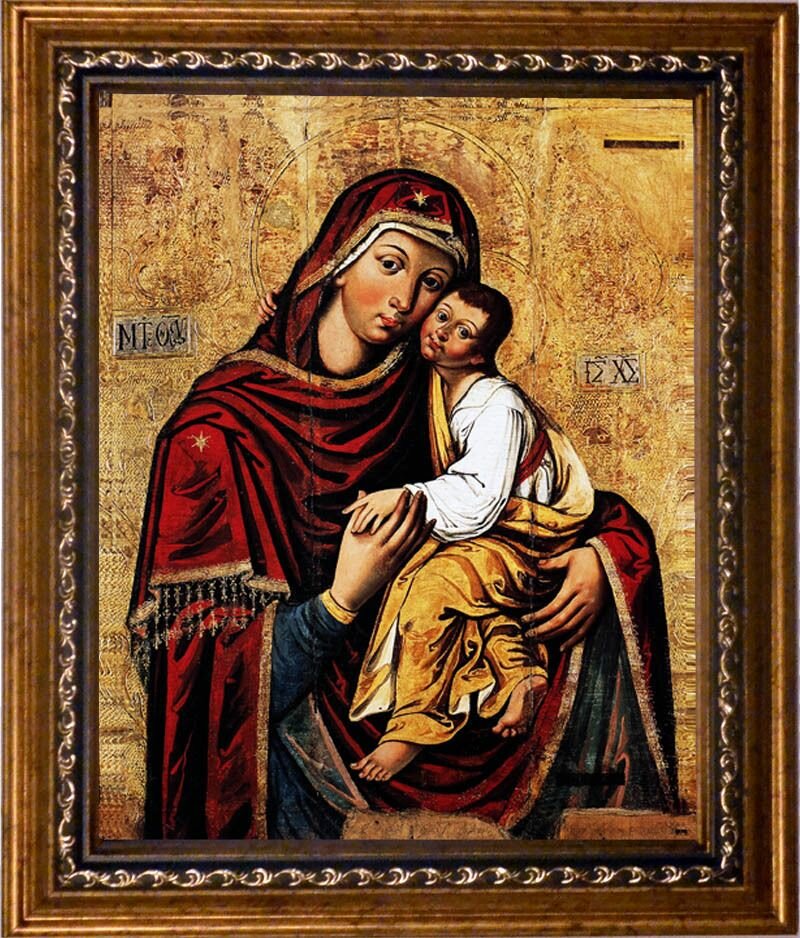 Лиддская (Самонаписавшаяся) икона Божьей Матери. Икона на холсте. (10 х 12 см / В раме)