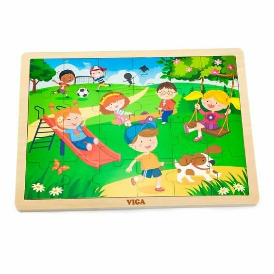 Деревянные пазлы для малышей Viga Toys "Полянка" 24 деталей