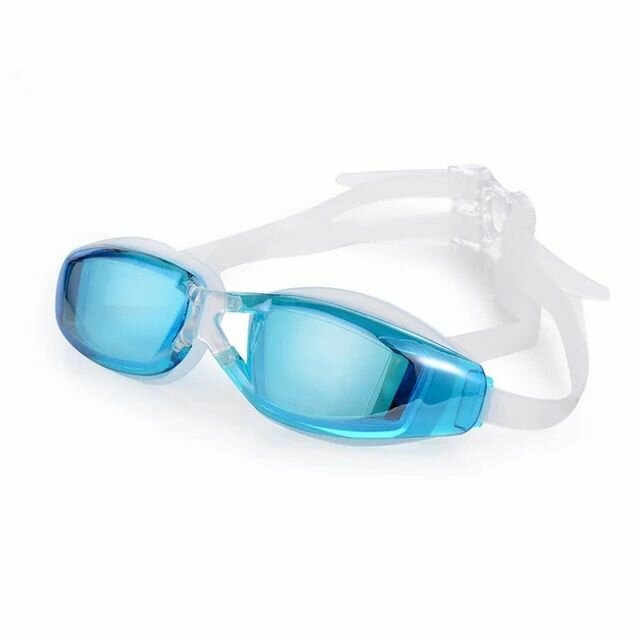 Профессиональные незапотевающие удобные очки для плавания при близорукости Sky Blue(с диоптриями 0.0)