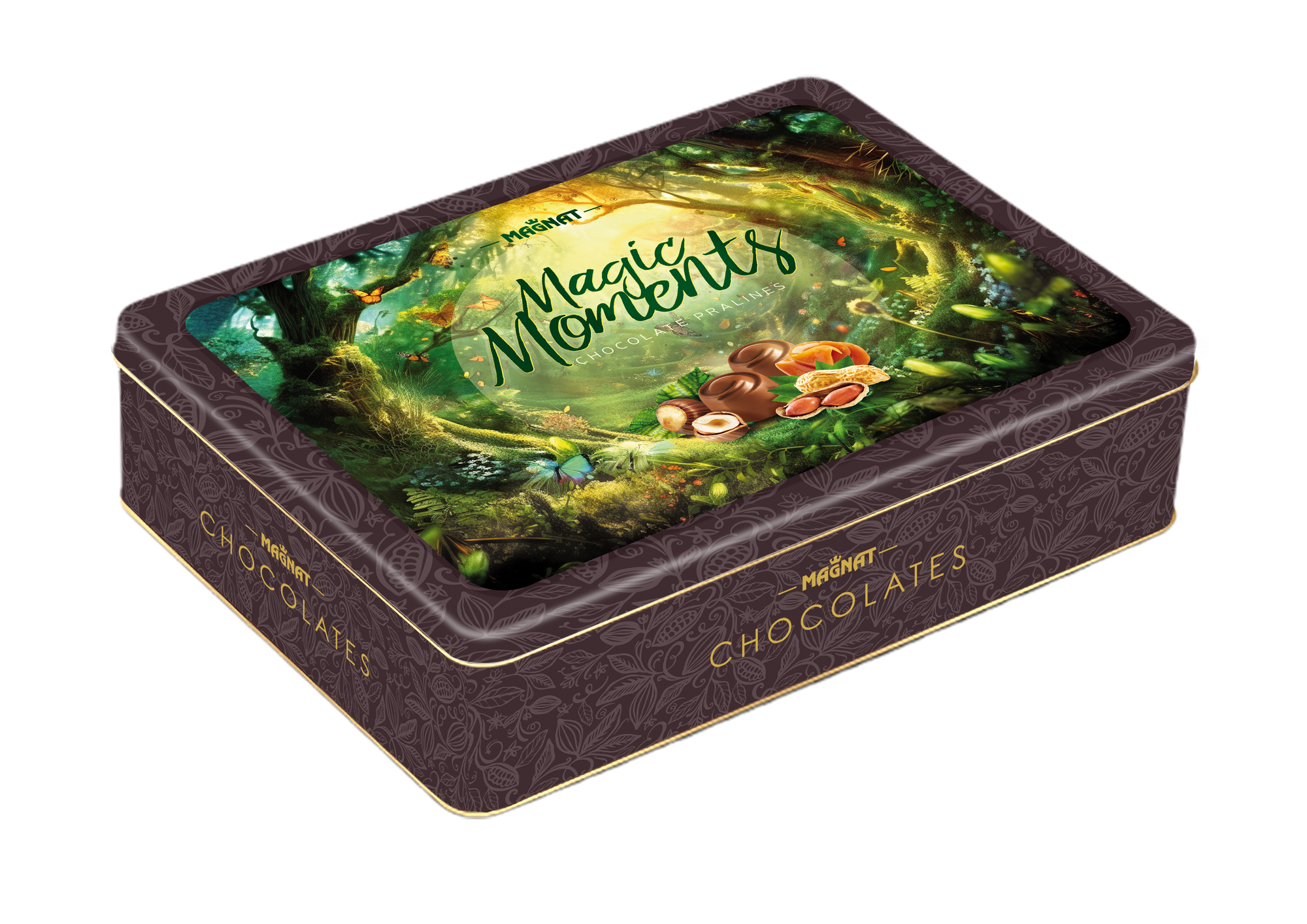 Конфеты кор. Ж/Б "волшебные моменты " фундук, карамель и арахис 266гр/MAGNAT