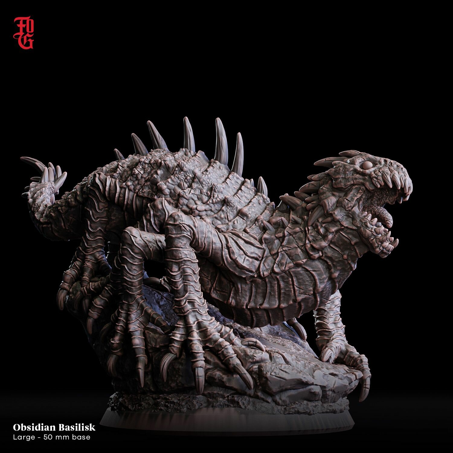 Миниатюра D&D "Обсидиановый василиск" масштаб 32 мм (DnD, Dungeons & Dragons, ДнД, Подземелья и Драконы, Pathfinder)