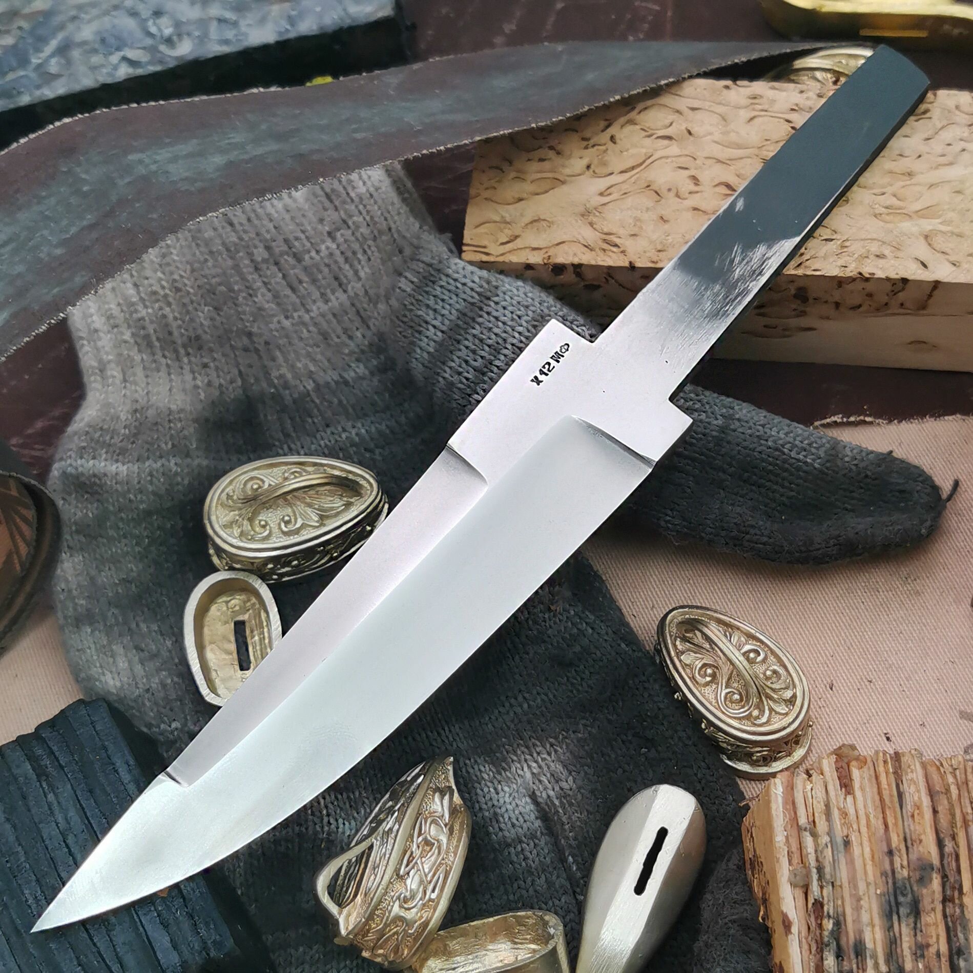 Клинок Хаски из кованой стали Х12МФ