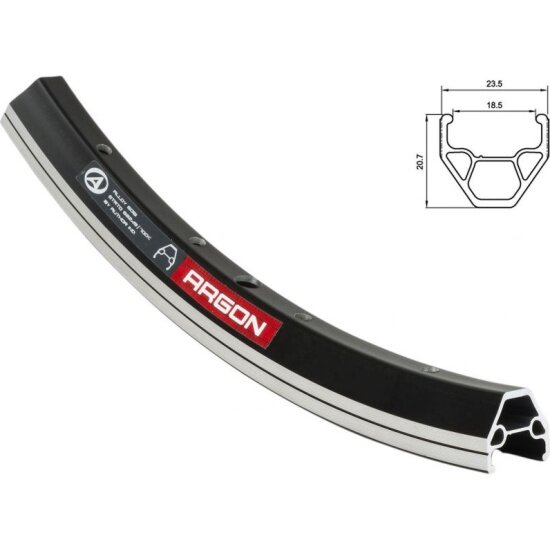 Обод велосипедный Author Argon X7, 26", двойной, индикатор износа, (559х23.5/18.5х20.7 32отв.) 490г черный, 8-36091523