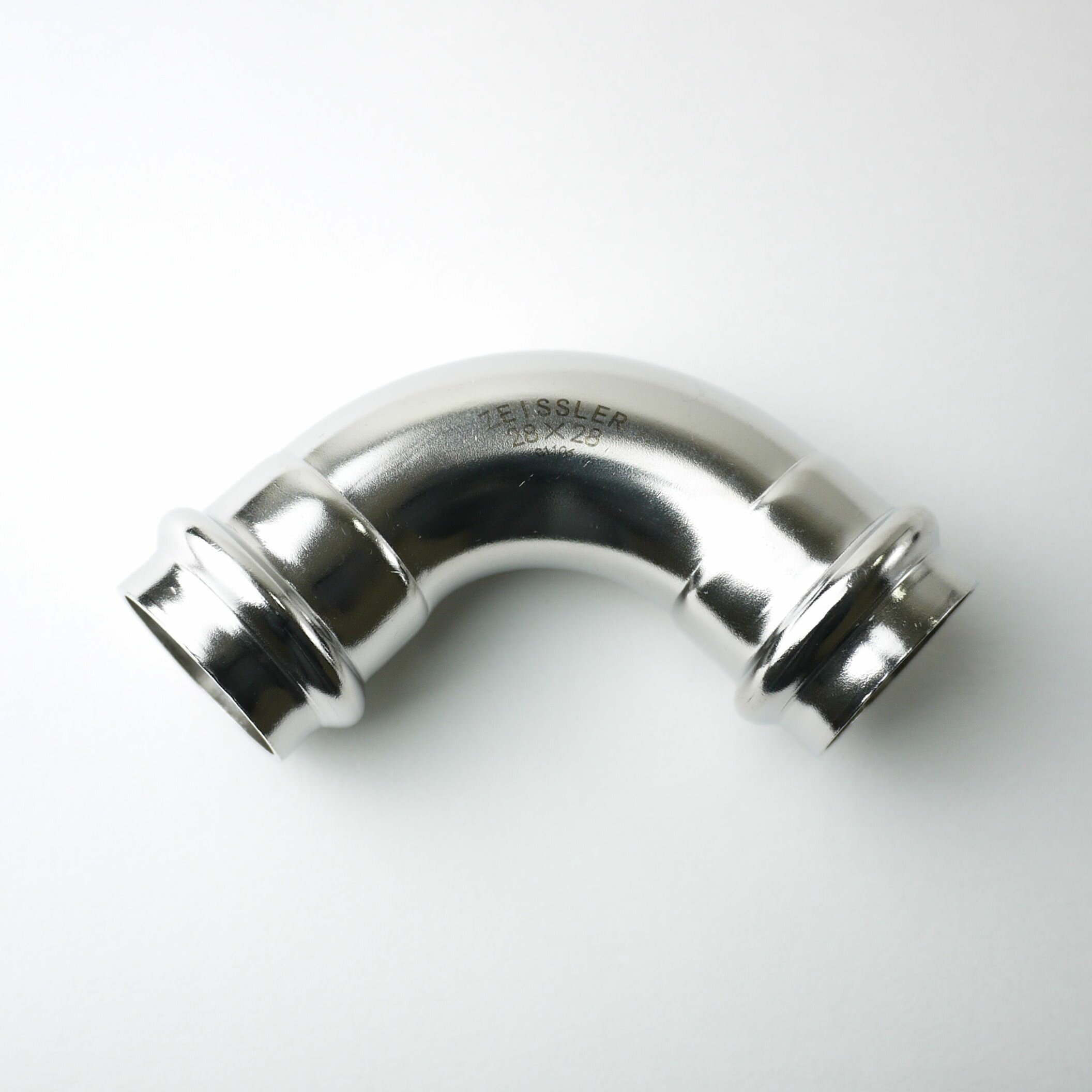 Пресс-отвод 90 х28 из нержавеющей стали двухраструбный