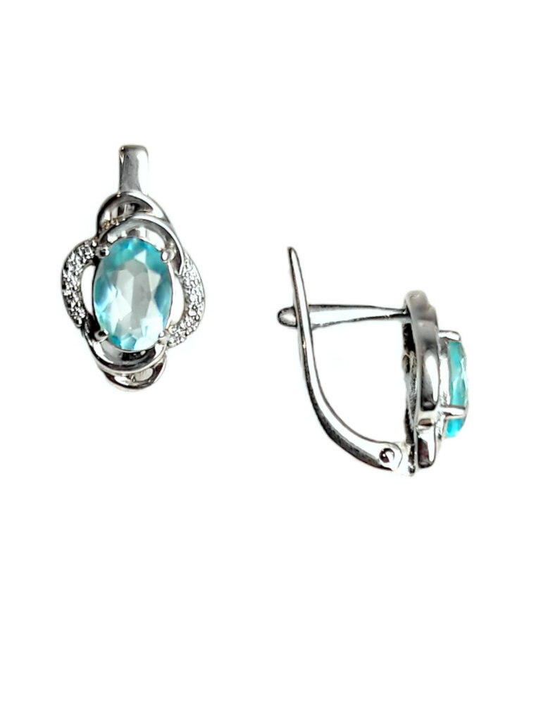 Серьги, серебро, 925 проба, топаз, фианит