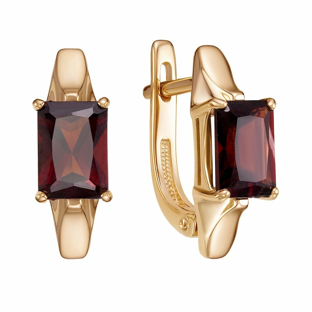 Серьги, золото, 585 проба, гранат