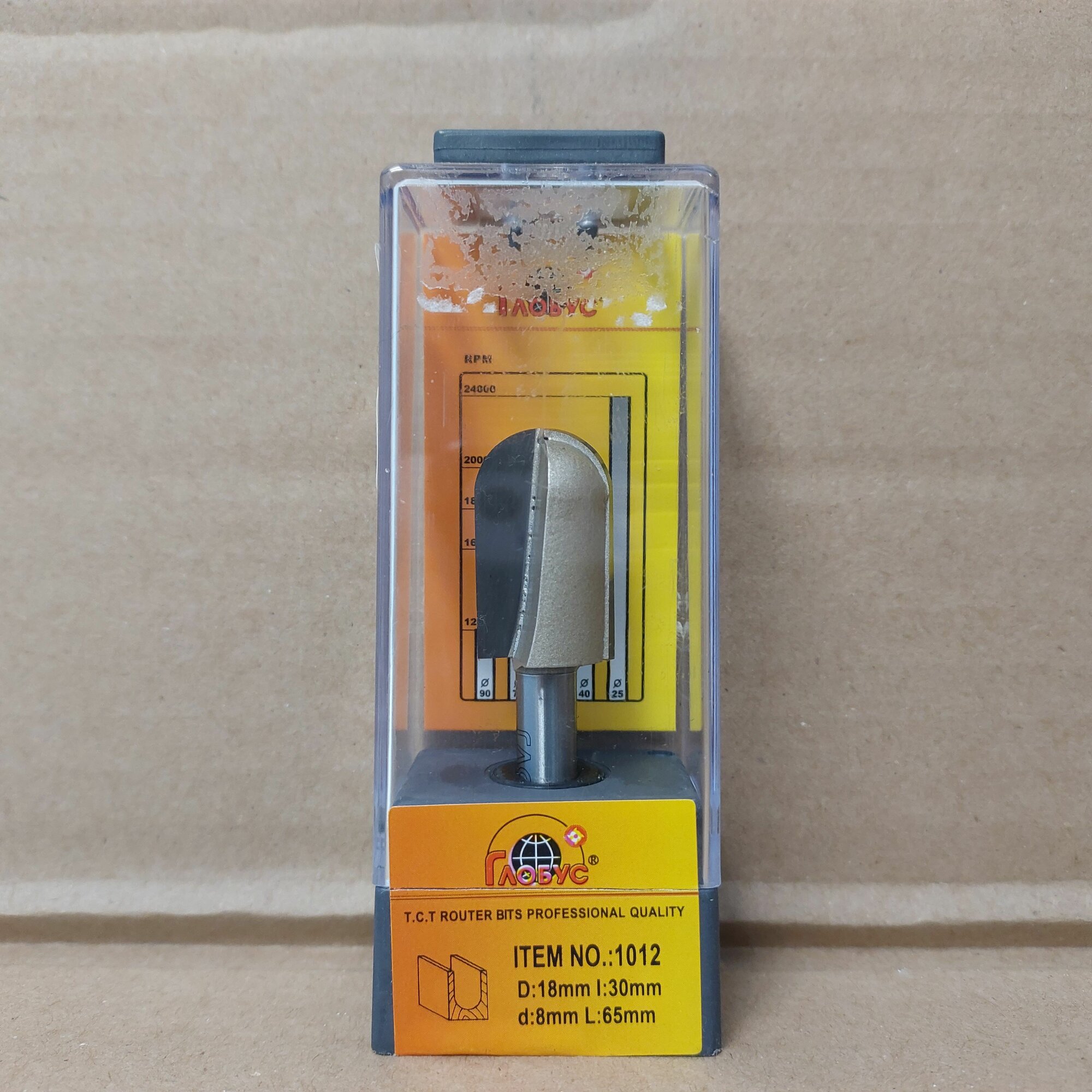 Фреза Галтельная удлиненная Глобус 1012 D:18mm I:30mm d:8mm L:65mm