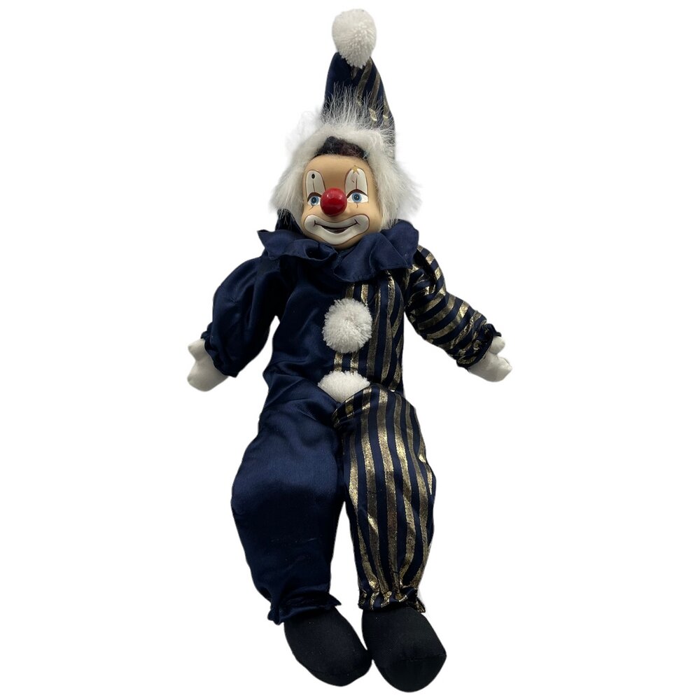 Кукла интерьерная "Клоун" (синий), фарфор, 43 см, 1970-1980 гг, Германия