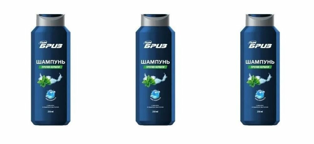 ТимБриз Шампунь для волос Против перхоти с цинком и ментолом, 250 мл - 3 шт