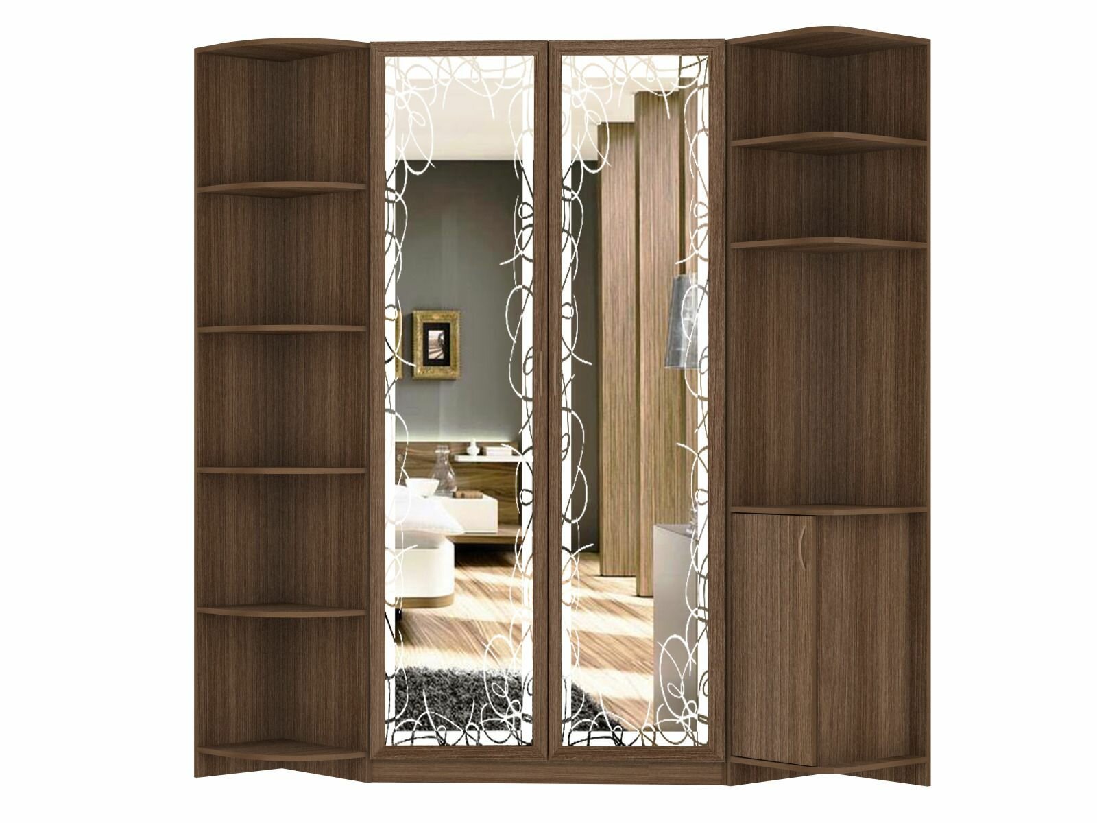 Шкаф угловой для одежды "Наполеон 14.3" 140/150х220х45, ясень шимо темный