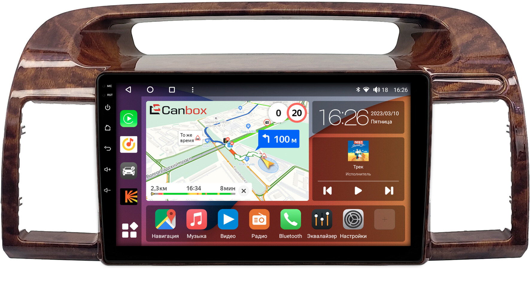 Штатная магнитола Toyota Camry XV30 2001-2006 (под дерево, тип 2) Canbox H-Line 4196-9-0643 Android 10 (4G-SIM, 6/128, DSP, QLed)