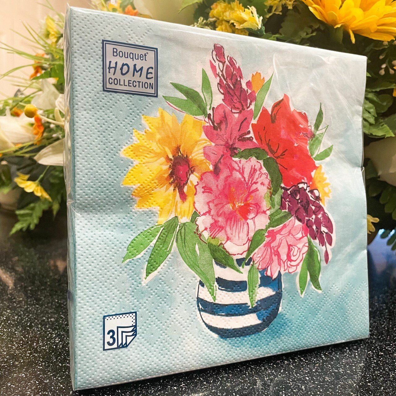 Салфетки бумажные Desna "Акварельный натюрморт", квадратные, 33x33 см