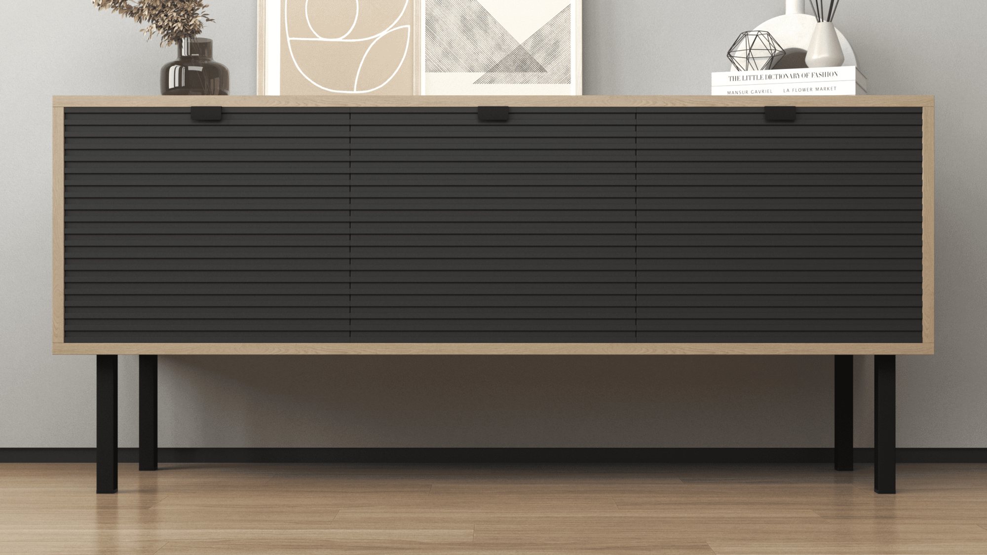 Опоры мебельные | ножки для мебели EDSON PL-001 200*25*25 BLACK, порошковая окраска (комплект 4 штуки)