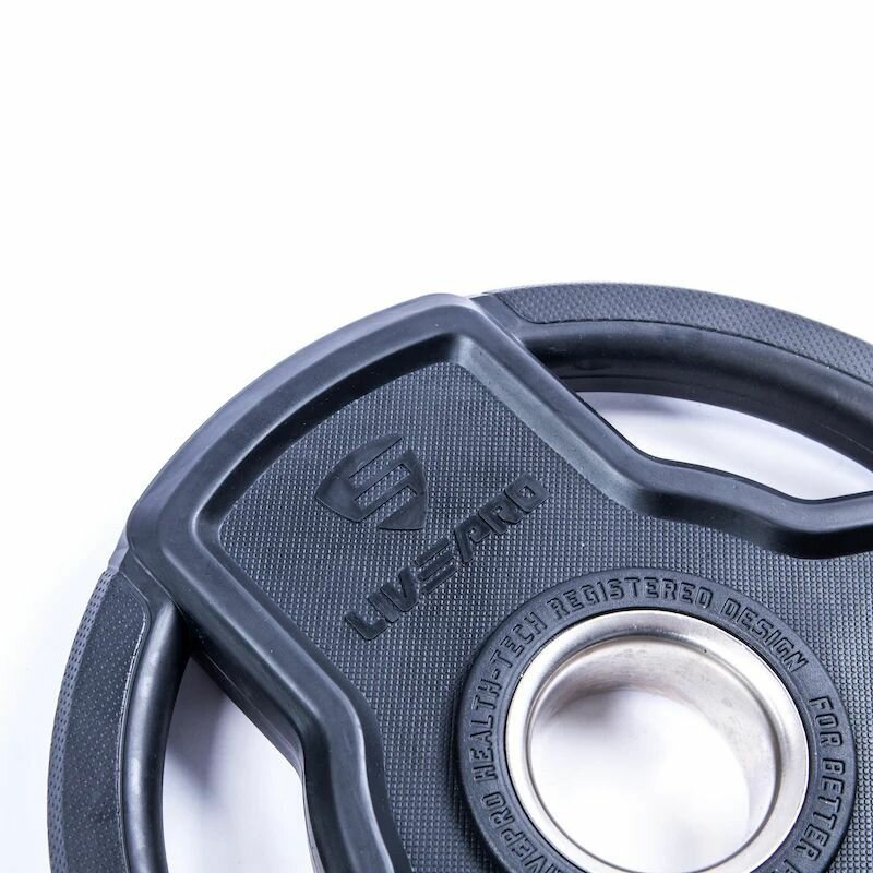 Диск обрезиненный с хватами LivePro Premium Rubber 5 кг, черный — фото 1