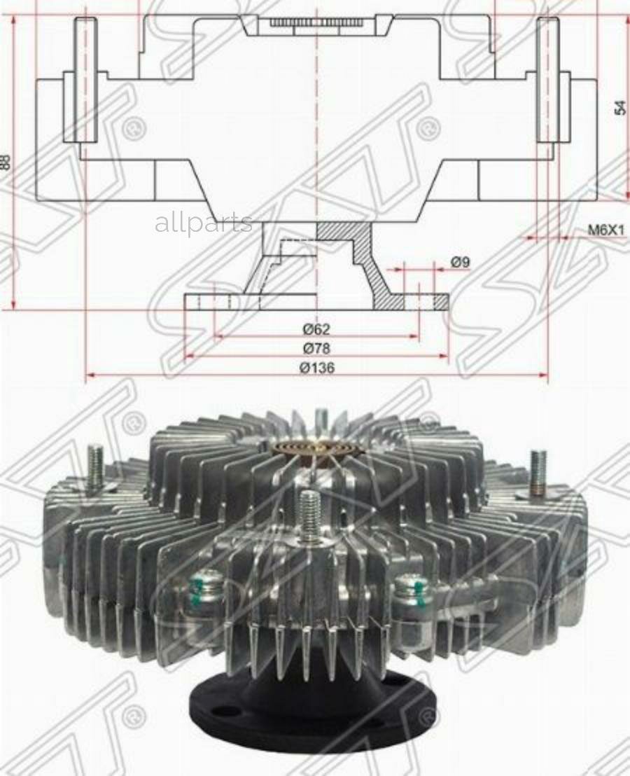 SAT ST-16210-66020 Вискомуфта Toyota Land Cruiser (J100, J80) 84-23 / Land Cruiser Prado 87-96