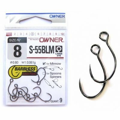 Крючки рыболовные Owner S-55 BLM (51611) № 12 (11шт) Barbless, одинарные