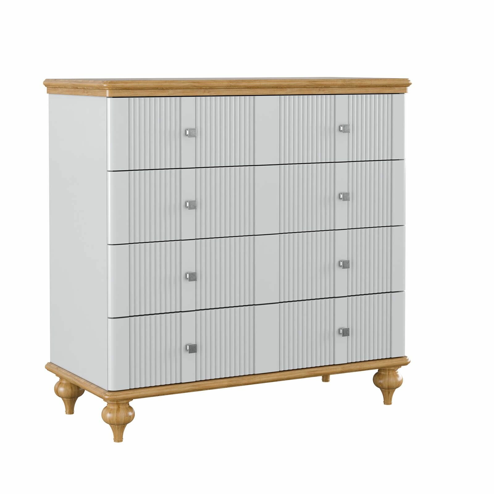 Комод ММЦ Гостиная Рандеву 04 (белый лак+антик №24) из массива сосны