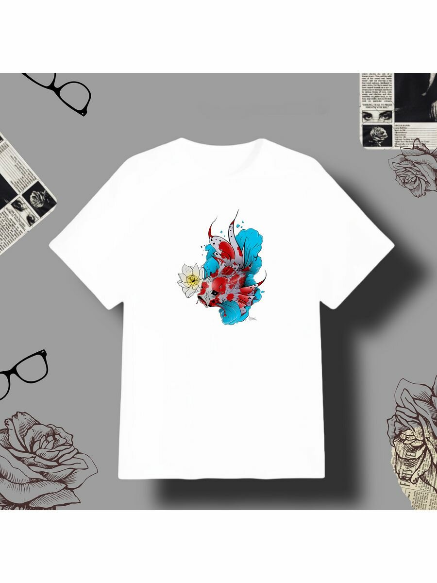 Футболка мультяшная рыбка fish рыбалка