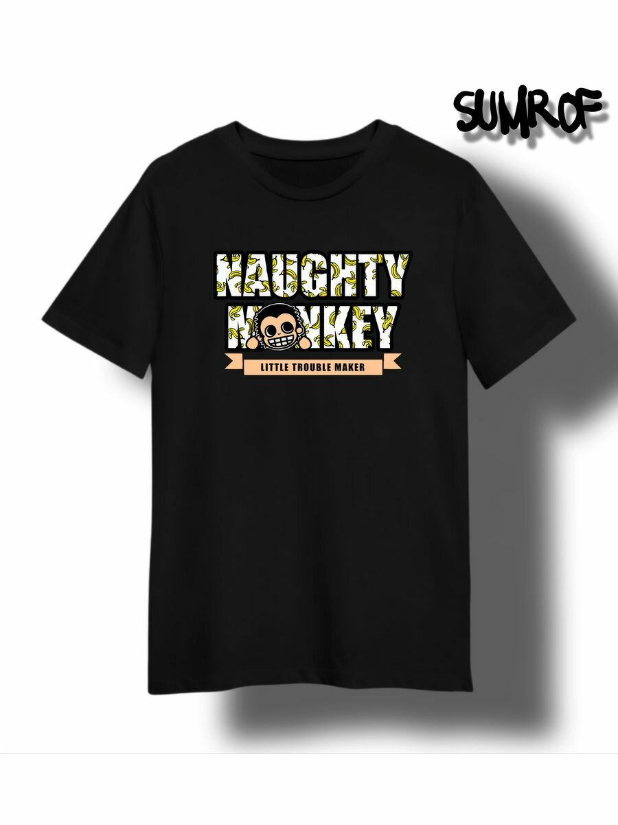 Футболка с надписью naughty monkey обезьяна