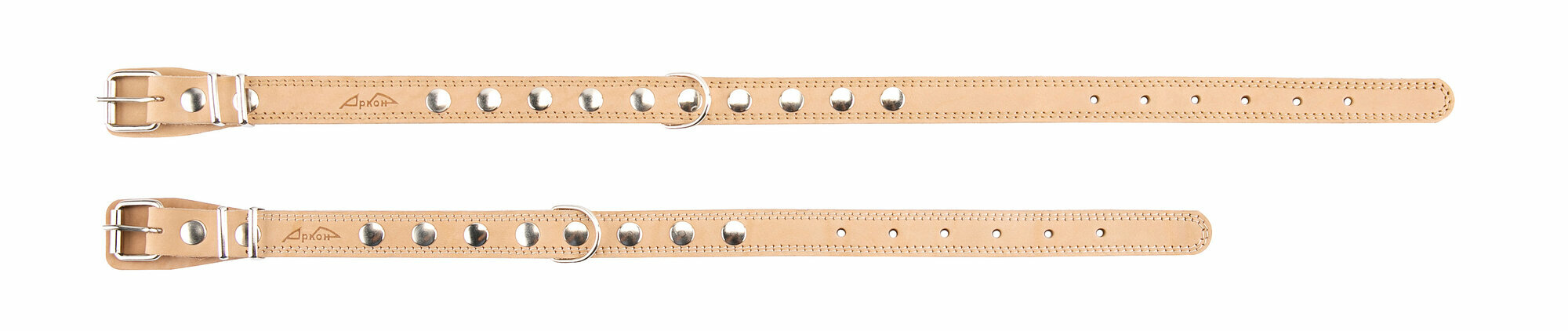 Ошейник аркон кожаный двухслойный натуральный для собак (40-54 см/25 мм)