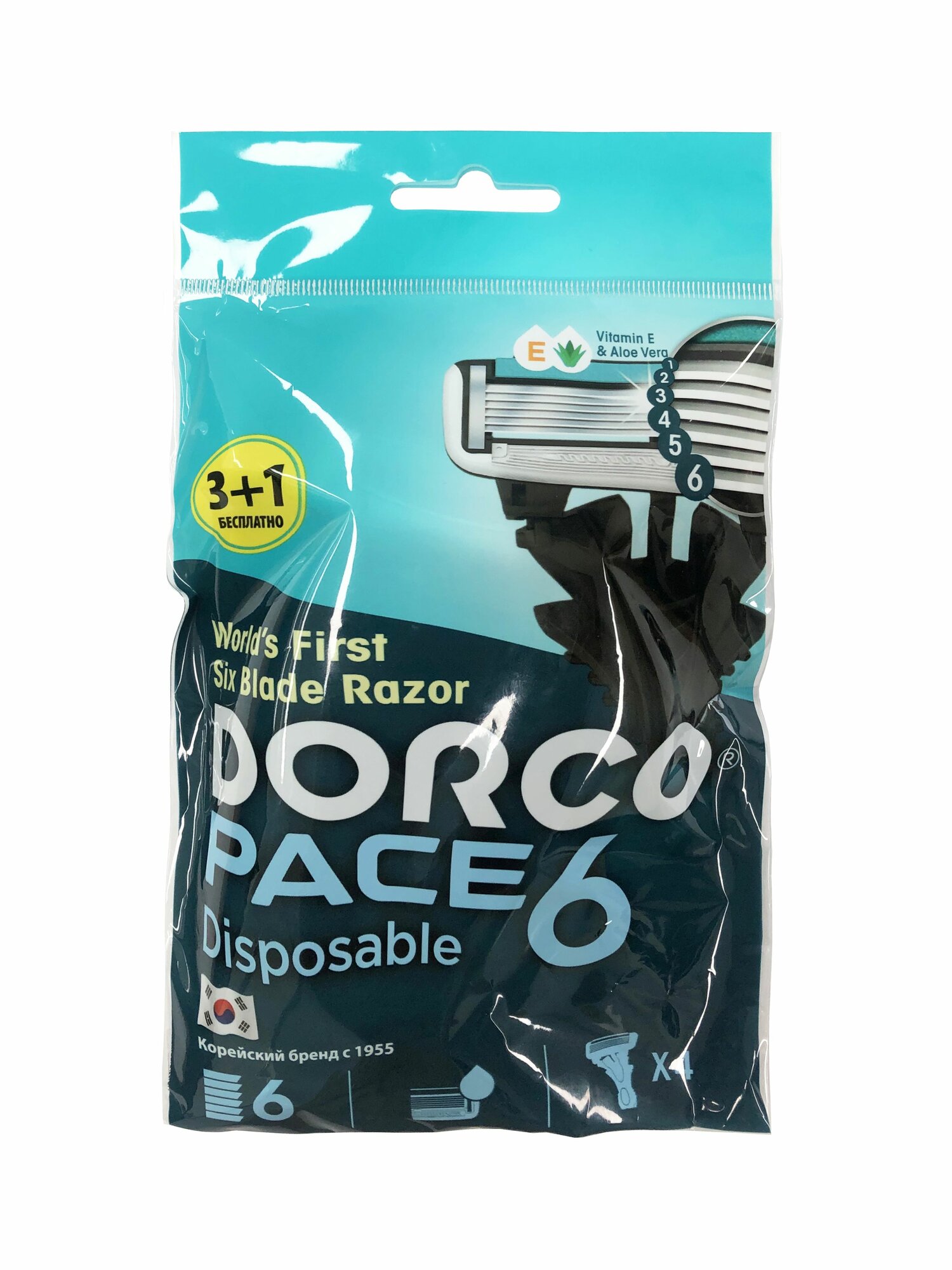 Станки одноразовые Dorco Pace6 SXA100-3+1P 6 лезвий 4 шт