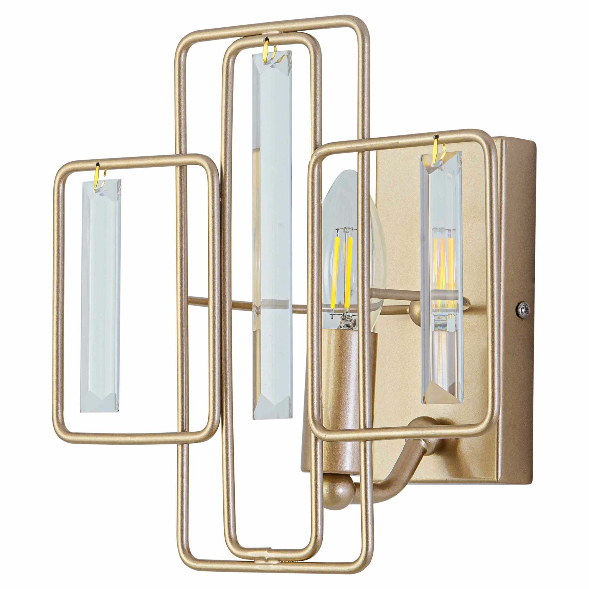 Бра De Fran B-1140 Gm E14 1*40Вт 220Вт матовое желтое золото с хрусталем КЛИО