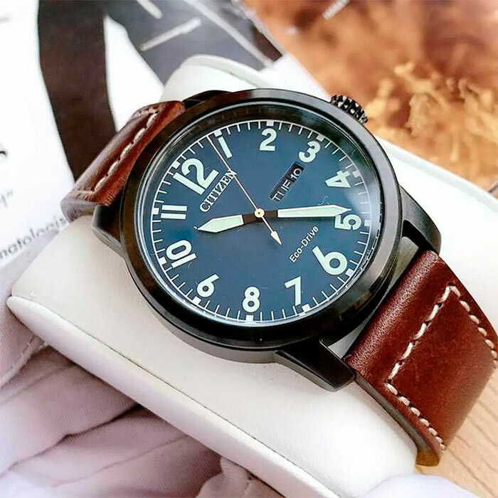 Наручные часы CITIZEN Eco-Drive, синий, коричневый, черный — фото 1