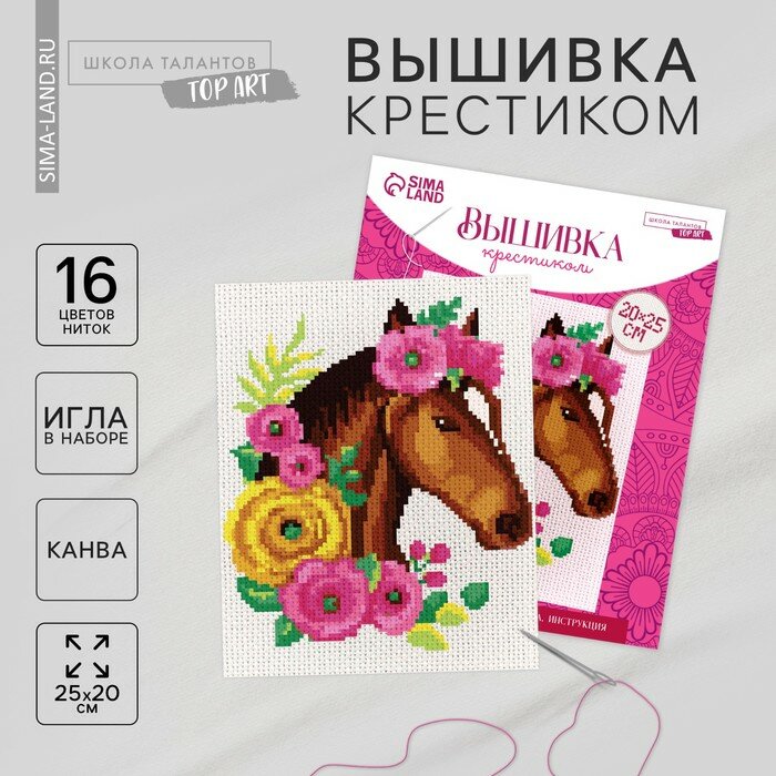Вышивка крестиком "Лошадь", 25*20 см, Школа талантов