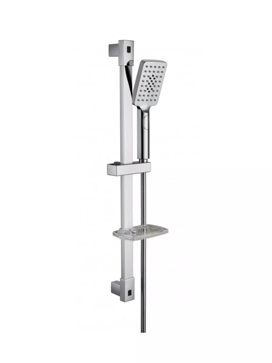 Душевая стойка с лейкой, шлангом и мыльницей Grocenberg, хром