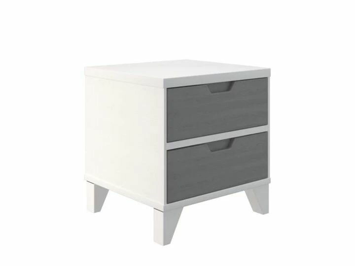 Прикроватная тумба Вива WG055 цвет Белый/Серый гранит, массив дуба