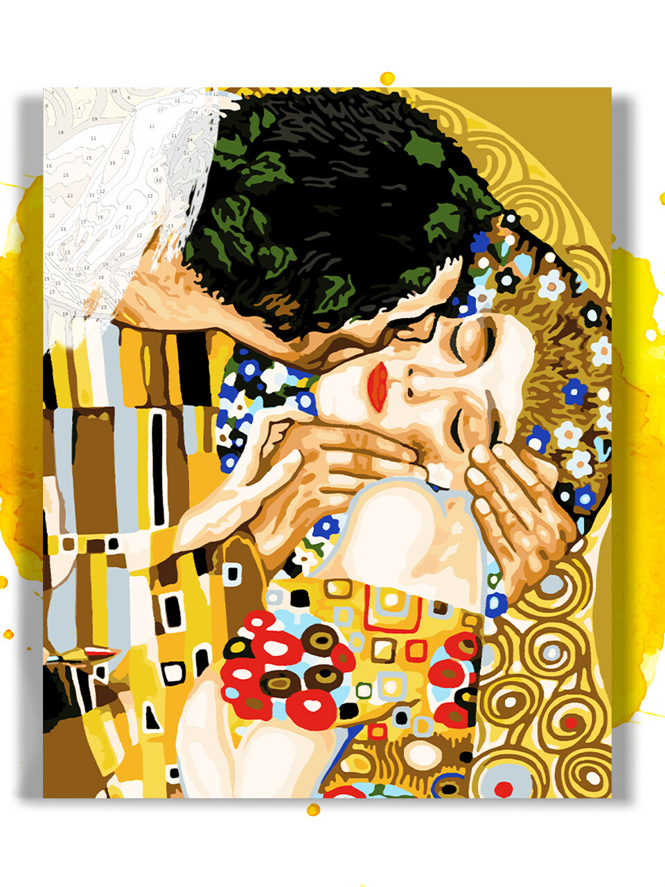 Картина по номерам на холсте Густав Климт - Поцелуй, 30 х 40 см