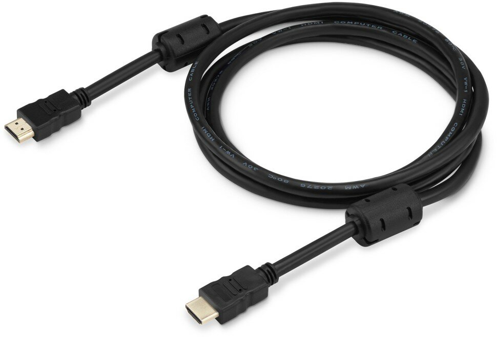 Кабель аудио-видео Buro HDMI 1.4 HDMI (m)/HDMI (m) 1.8м. феррит. кольца черный (HDMI-19M/19M-1.8M-MG)