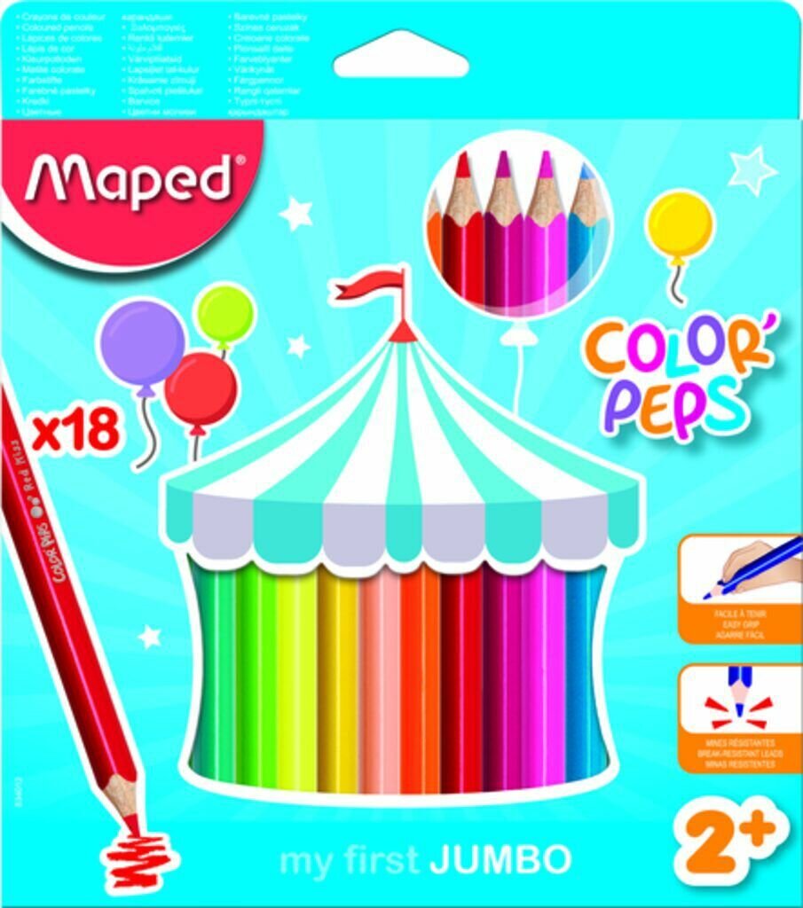 Цветные карандаши Maped "Color Peps", Jumbo, 18 оттенков, трехгранные ударопрочные