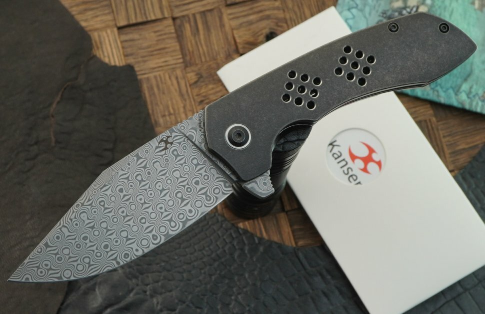 Складной нож Kansept Knives Entity, клинок дамаск, рукоять титан