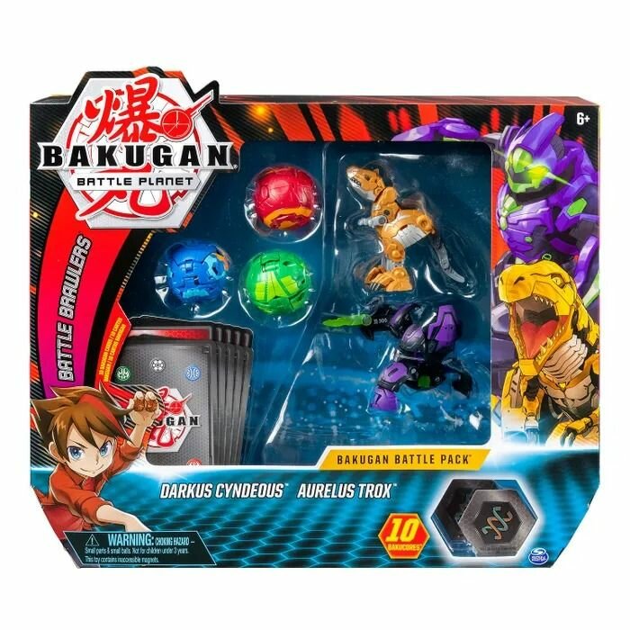 Игровой набор Spin Master Bakugan Battle Pack Darkus Cyndeous Aurelus Trox 6054989