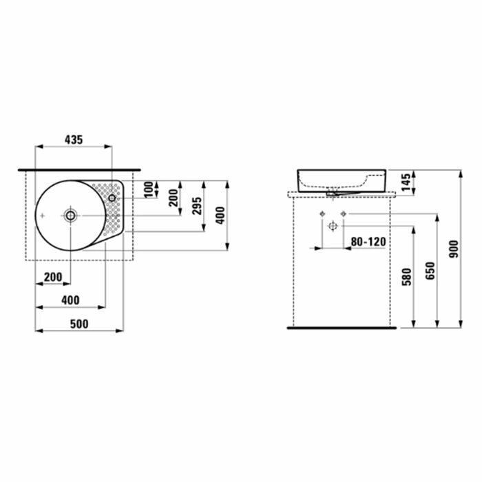 Laufen VAL Раковина-чаша 500х400х125мм с 1 отв. под смеситель, цвет: белый (цена со склада!) 8.1228.1.000.104.1