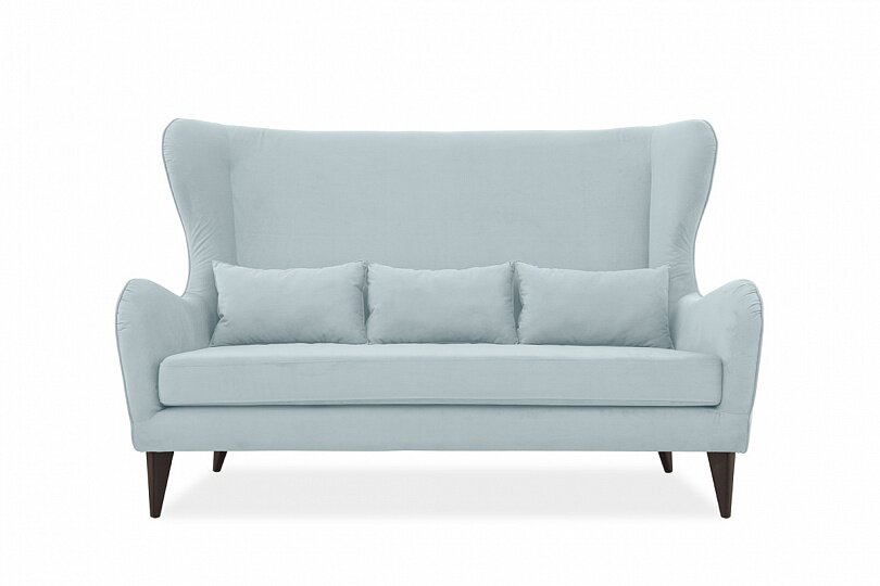 Прямой диван софа Грета Голубой Велюр, 166х93х108 см