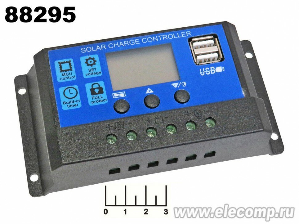 Контроллер для солнечной батареи 30A/12-24VDC PWM + 2USB W88-C