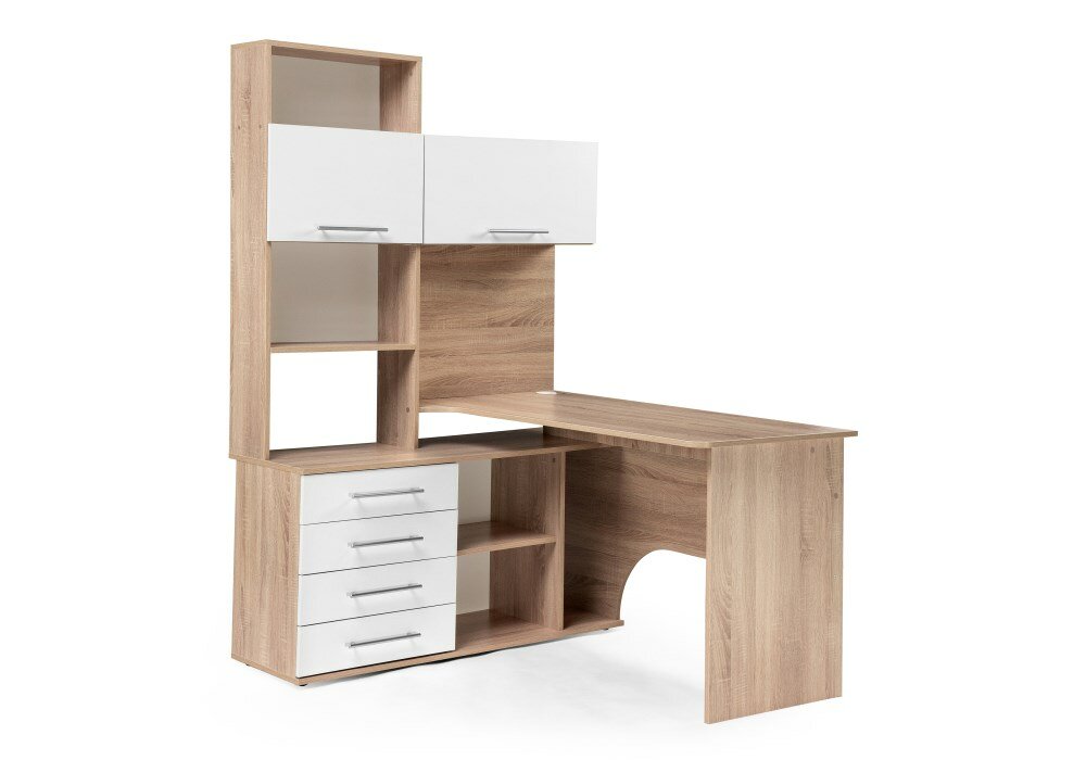 Компьютерный стол Woodville Компьютерный стол КСТ-14Л 140х123,5х182,8 левый дуб сонома / белый
