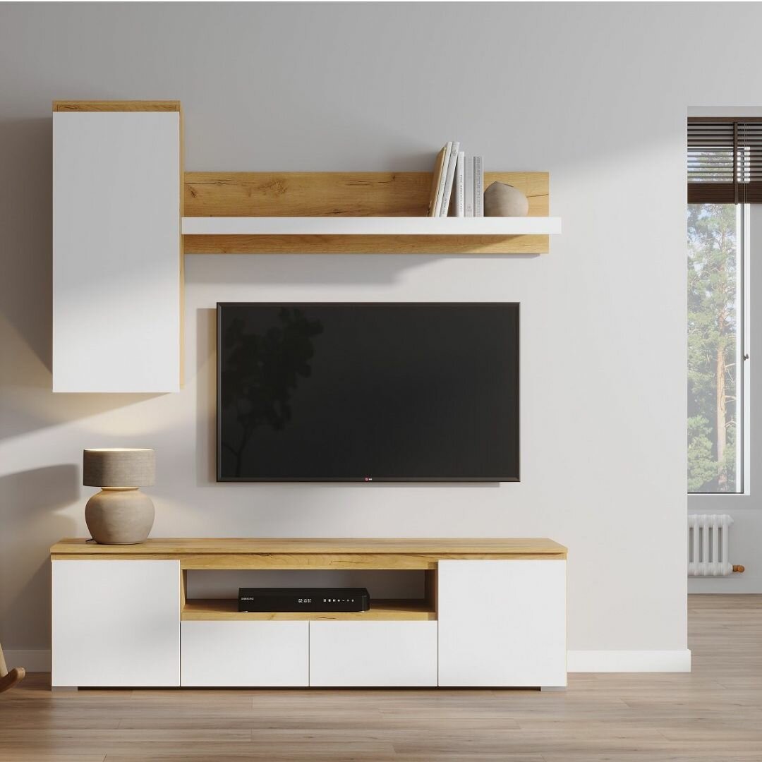 Гостиная Памир "Гретта" исполнение 5, Дуб Крафт золотой - Белый